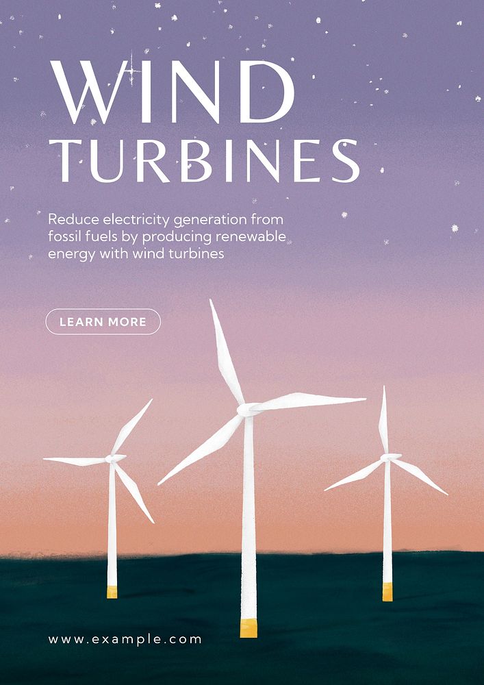 Wind turbines poster template, customizable | Free Photo - rawpixel