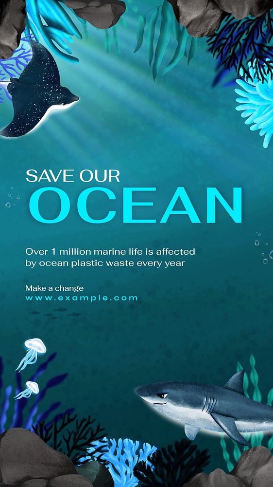 Save oceans Instagram story template | Free Photo - rawpixel