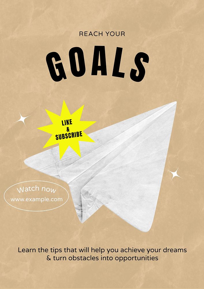 Reach your goals poster template | Free Photo - rawpixel
