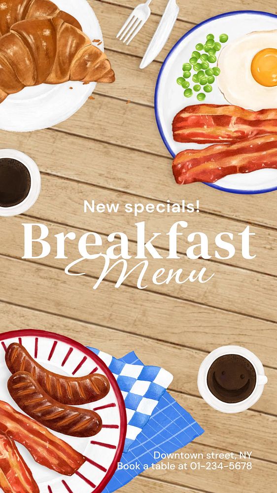 Breakfast menu Instagram story template | Free Photo - rawpixel