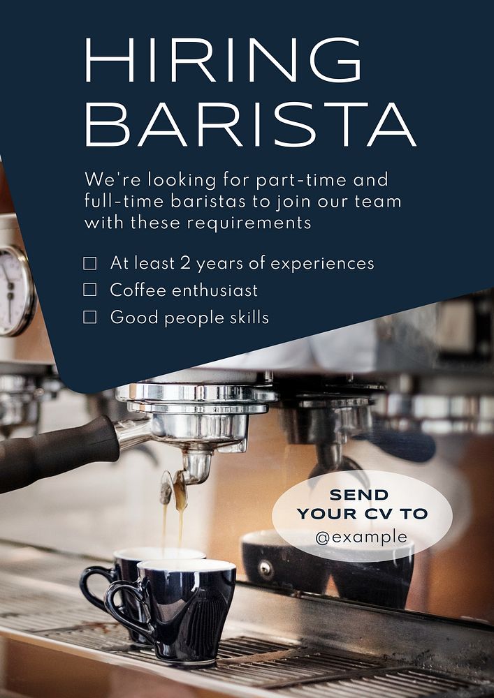 Hiring barista poster template | Free Photo - rawpixel