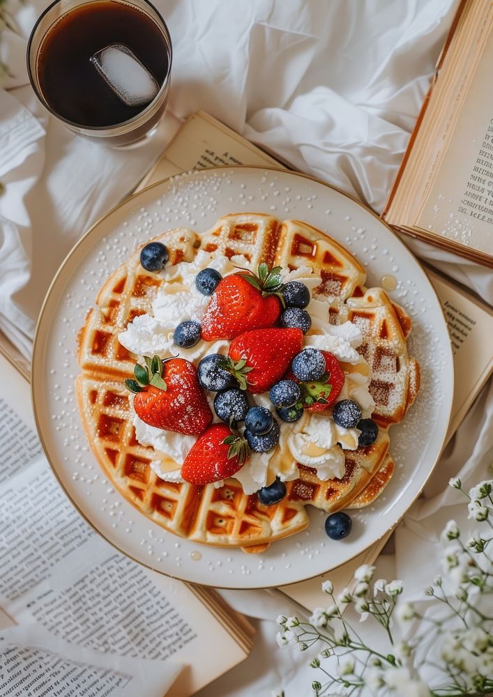 Waffle plate brunch food. | Free Photo - rawpixel