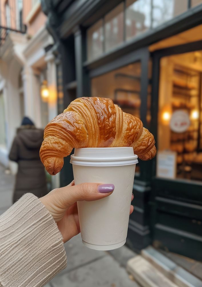 Croissant cup bread food. | Free Photo - rawpixel