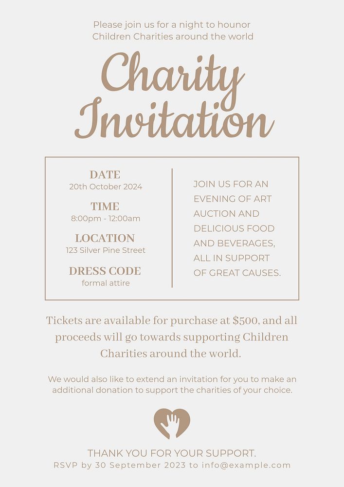 Charity invitation poster template design | Free Photo - rawpixel