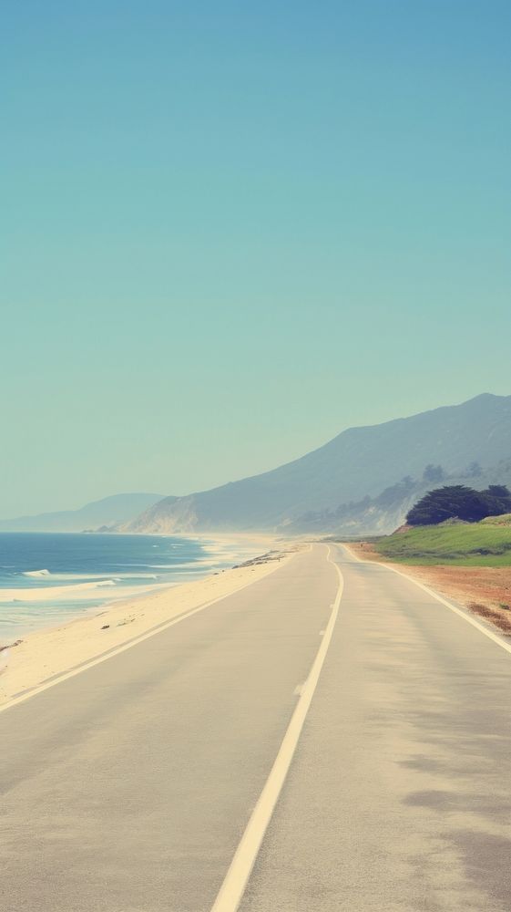 Aesthetic road beach landscape wallpaper | Free Photo Illustration ...