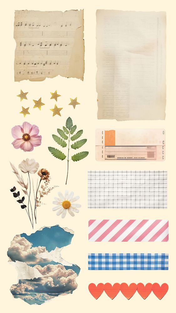 Paper Collage design element set | Free Photo - rawpixel
