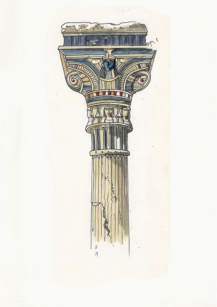 Ancient architectural column illustration | Free Photo Illustration ...