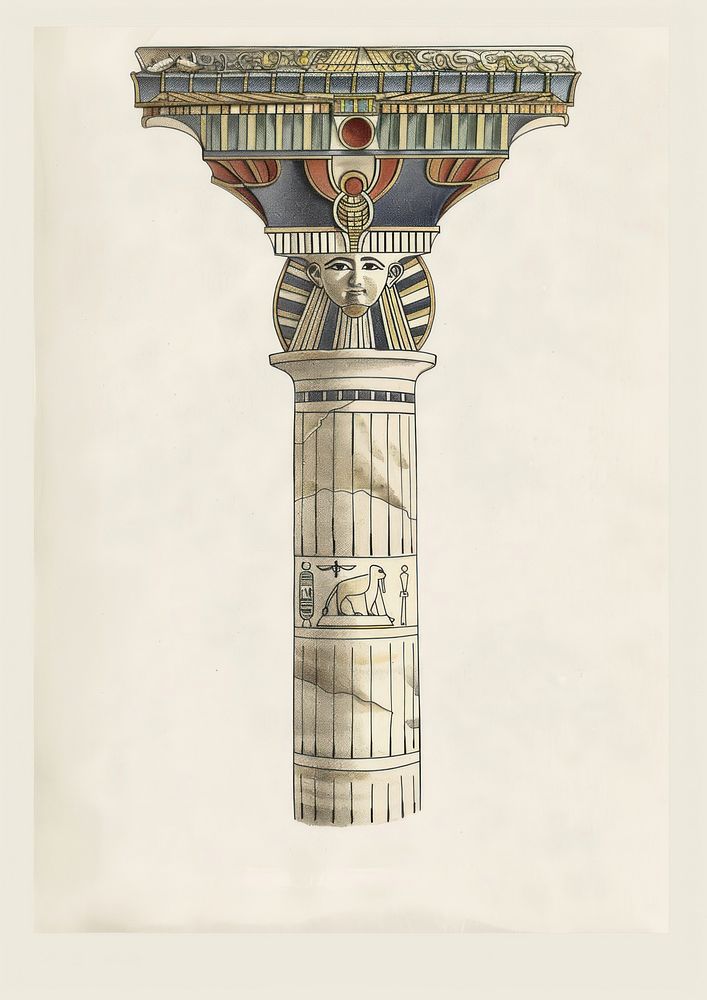Ancient Egyptian architectural column illustration | Free Photo ...