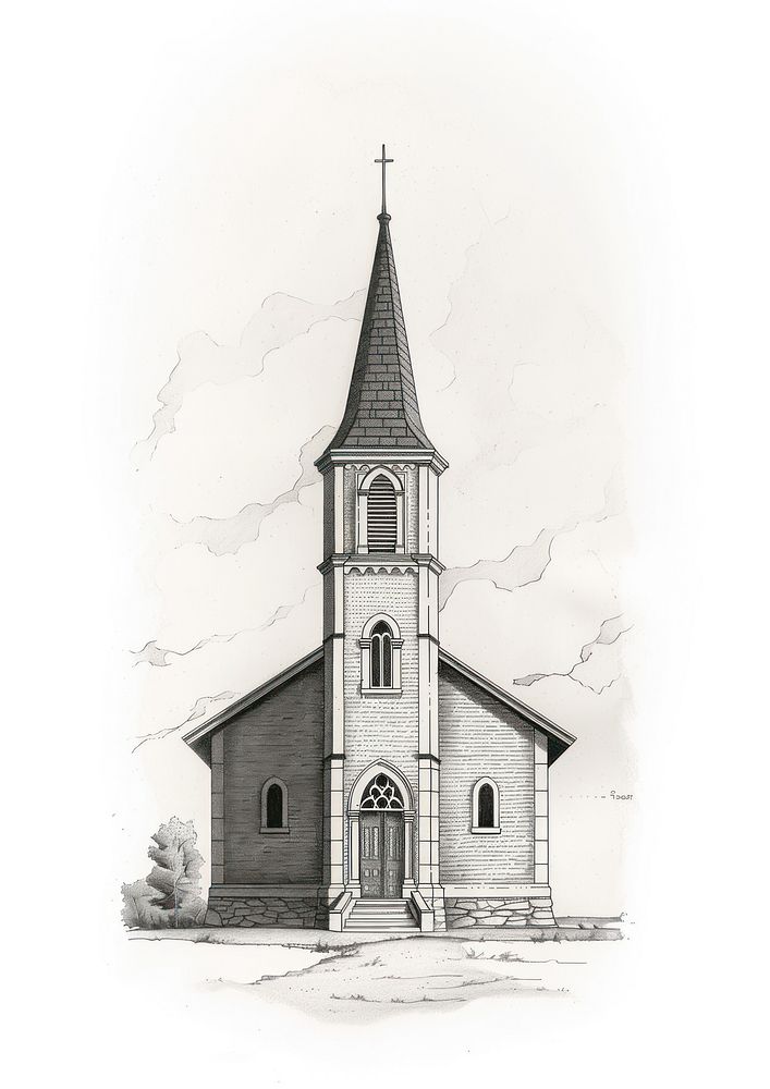 Historic church architectural sketch | Free Photo Illustration - rawpixel