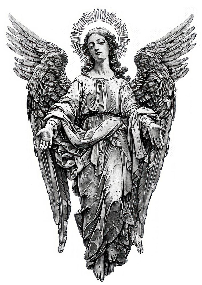 Graceful angelic figure in grayscale | Free Photo Illustration - rawpixel