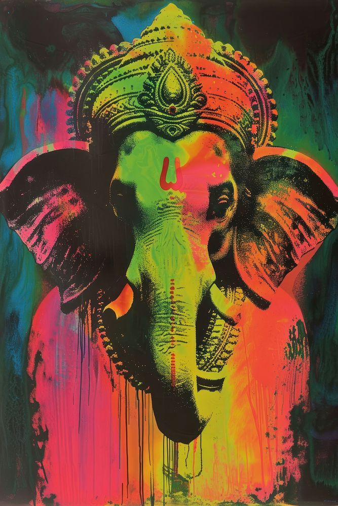 Vibrant psychedelic Ganesha artwork | Premium Photo Illustration - rawpixel