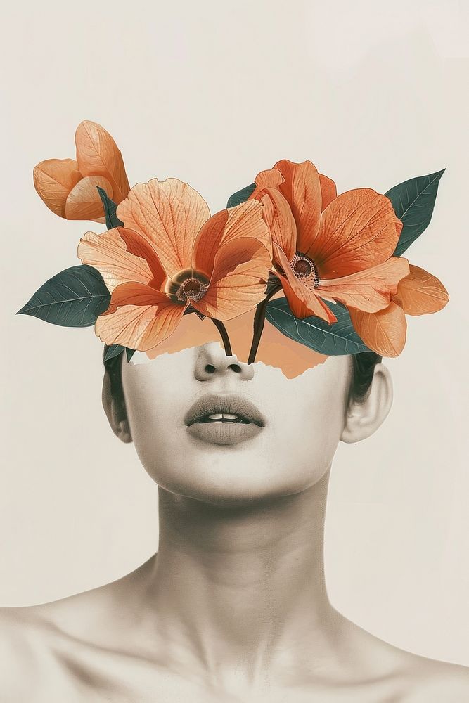 Surreal floral portrait art | Free Photo Illustration - rawpixel