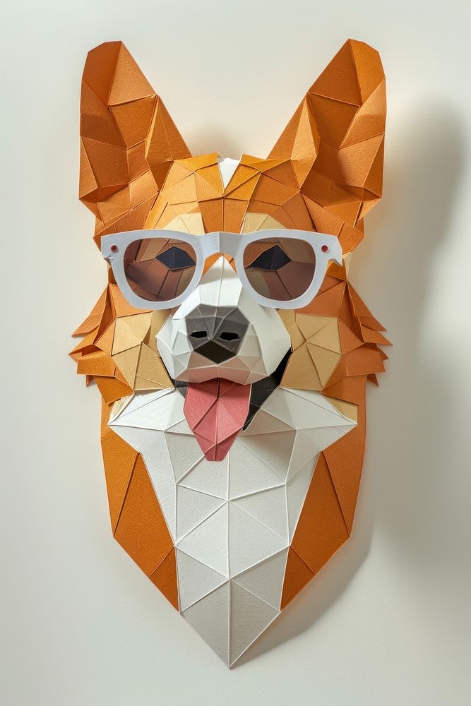 Geometric corgi wearing sunglasses. | Free Photo Illustration - rawpixel