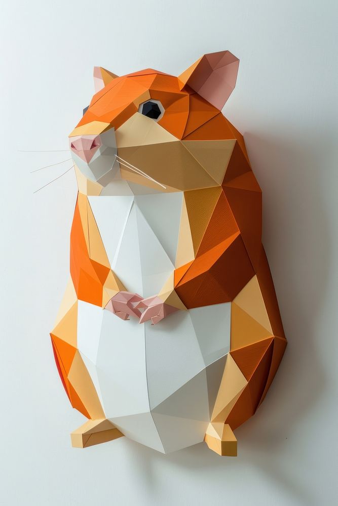 Geometric hamster paper sculpture | Free Photo Illustration - rawpixel