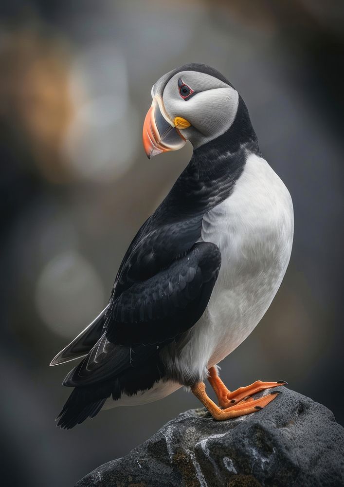 Colorful puffin on rocky perch | Free Photo - rawpixel