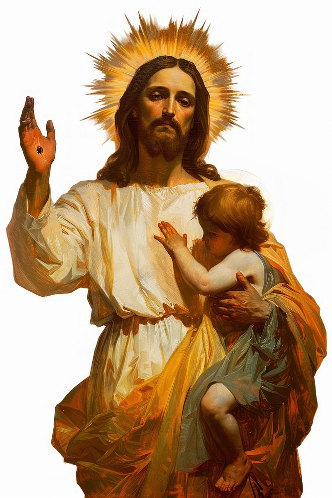 Divine figure holding child | Free Photo Illustration - rawpixel