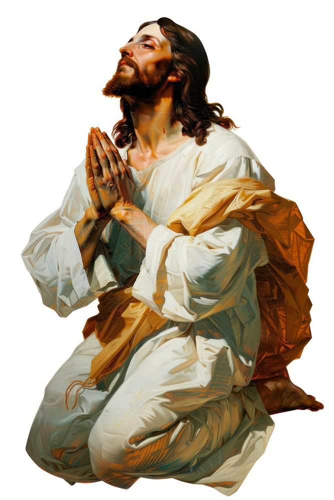 Praying figure in white robe | Free Photo Illustration - rawpixel