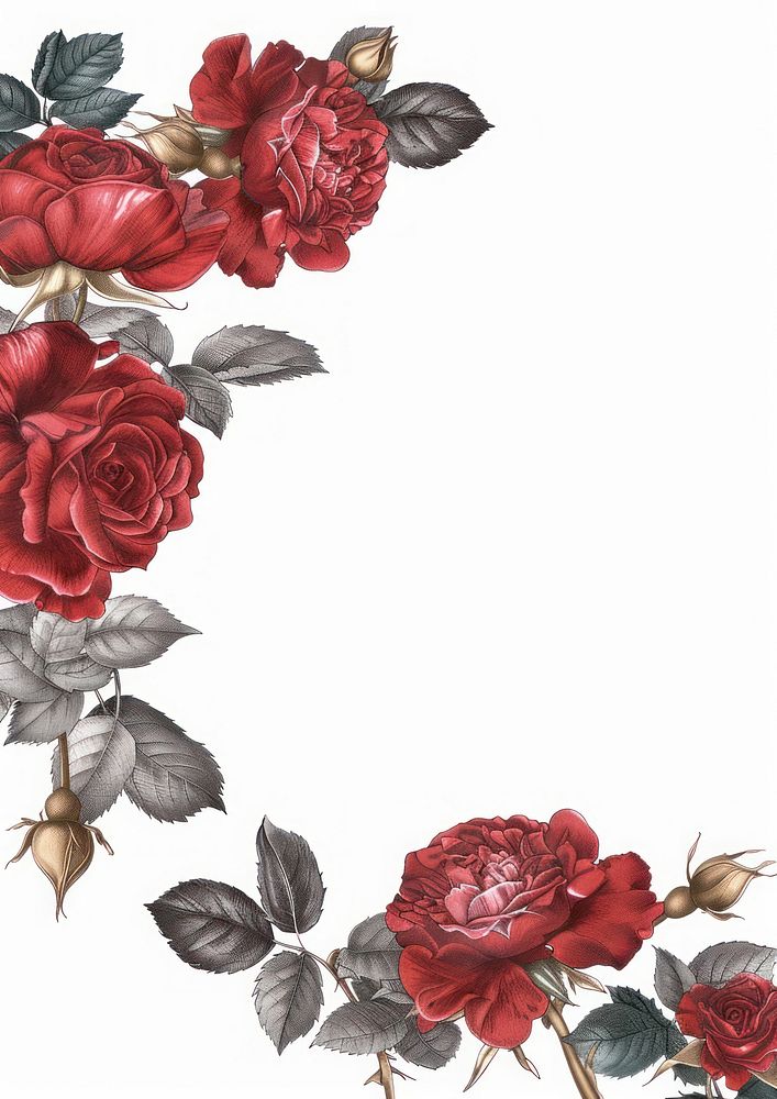 Elegant red roses floral border | Free Photo Illustration - rawpixel