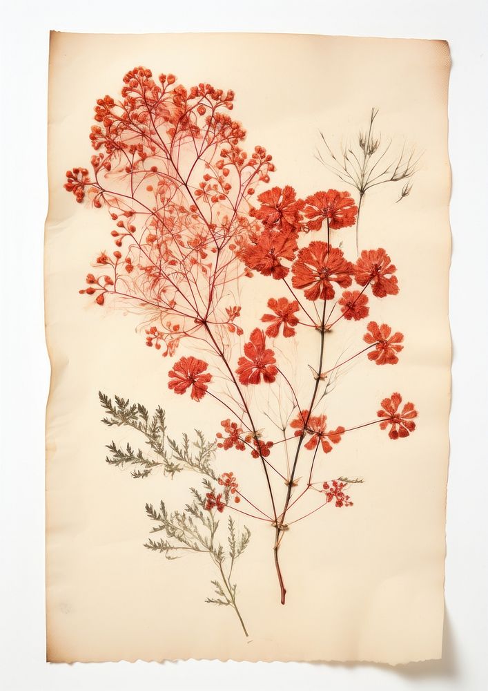 Pressed red flowers on parchment | Free Photo - rawpixel