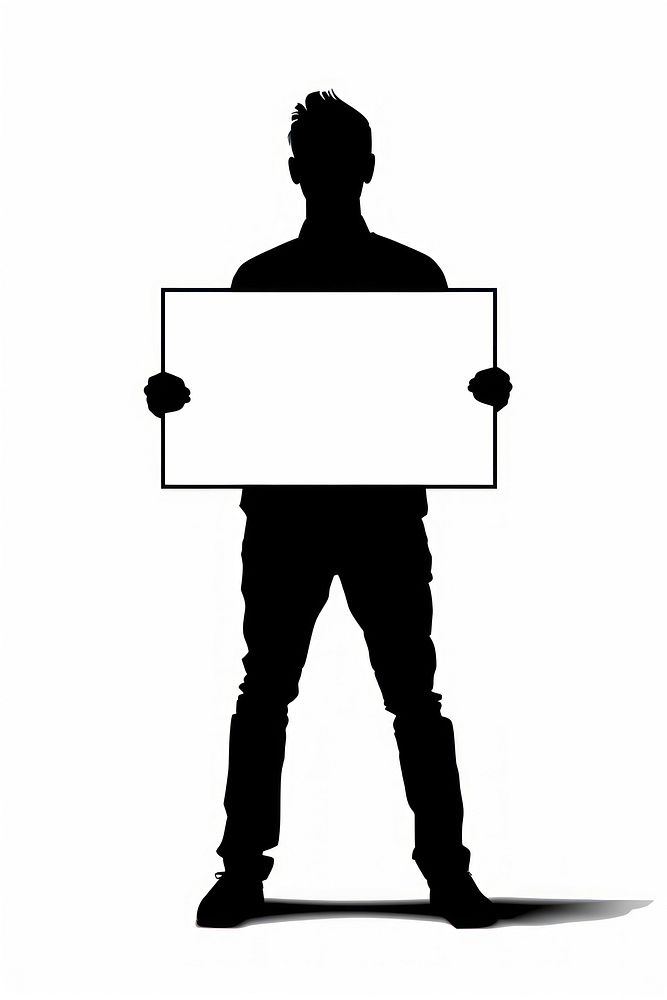 Silhouette holding blank sign | Free Photo Illustration - rawpixel