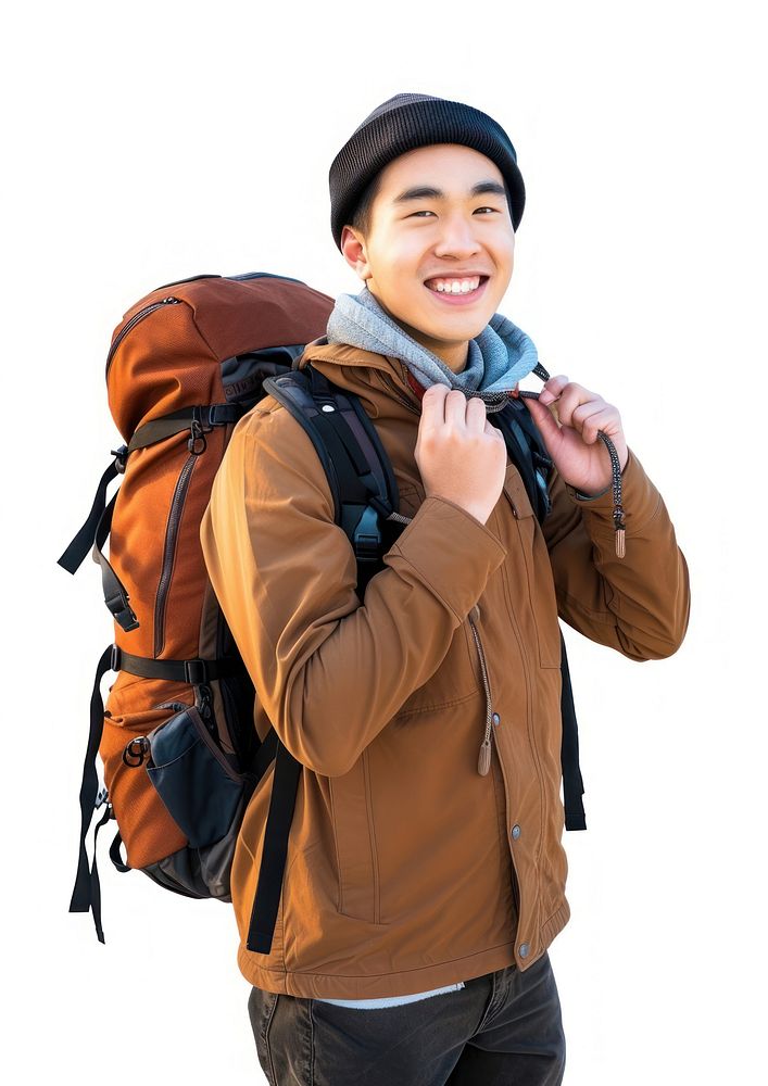 Smiling asian man photo backpacking | Free Photo - rawpixel