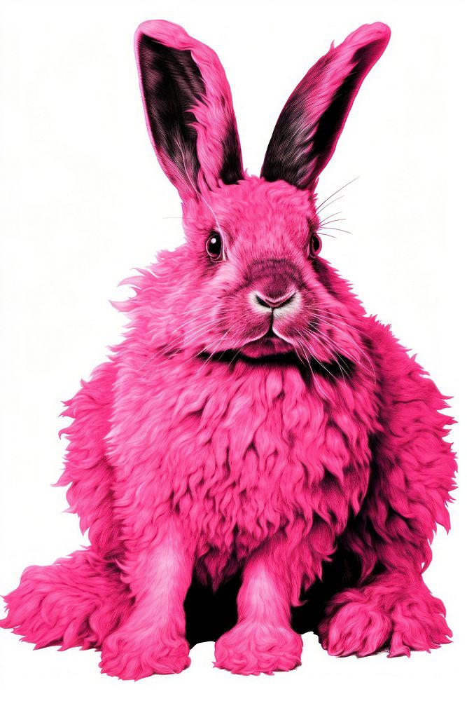 Vibrant pink fluffy rabbit illustration | Free Photo Illustration ...