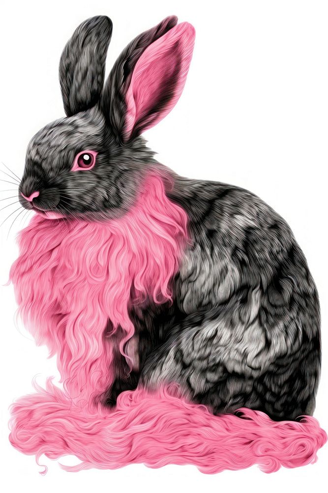 Vibrant pink-bearded rabbit illustration | Free Photo Illustration ...