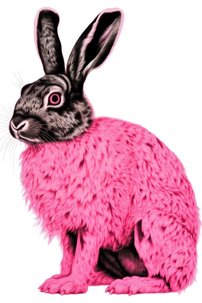 Vibrant pink rabbit illustration | Free Photo Illustration - rawpixel