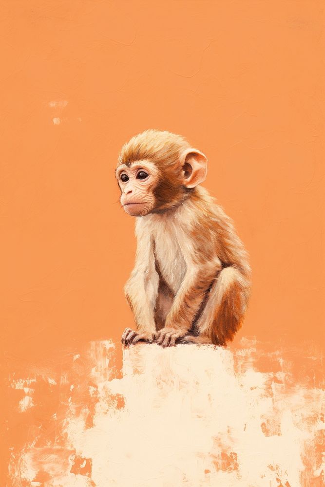 Adorable baby monkey painting | Free Photo Illustration - rawpixel