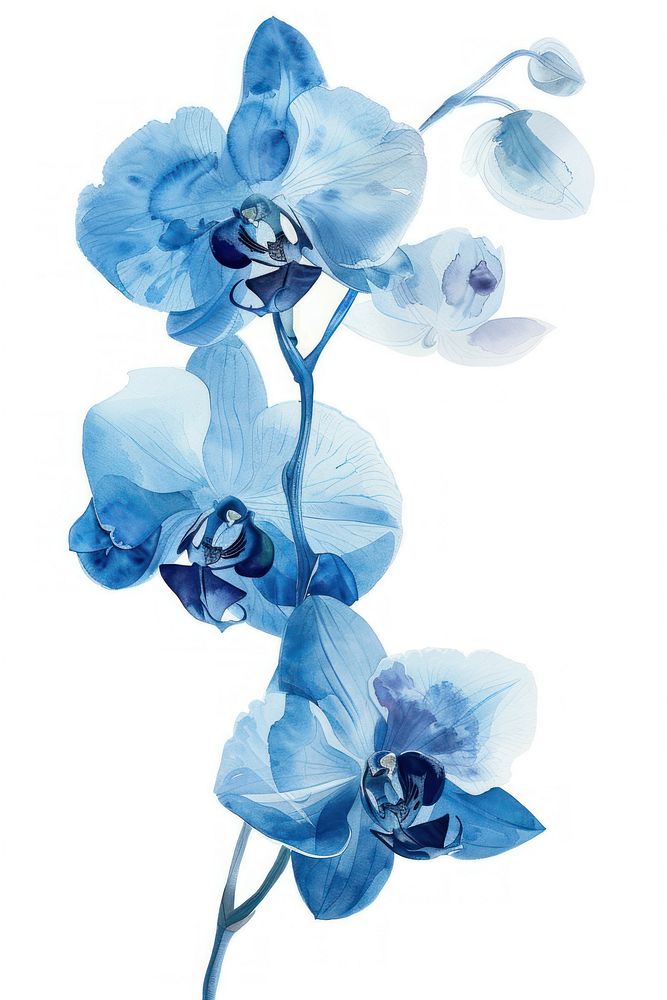 Elegant blue watercolor orchids | Free Photo - rawpixel