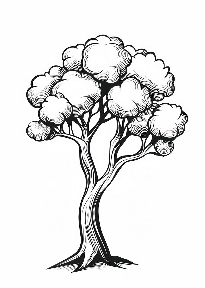 Cartoon illustration tree illustrated drawing | Free Photo Illustration ...