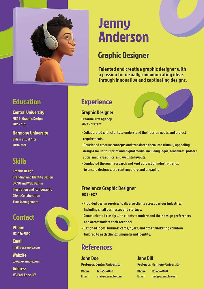 Creative graphic designer resume template | Free Vector Template - rawpixel