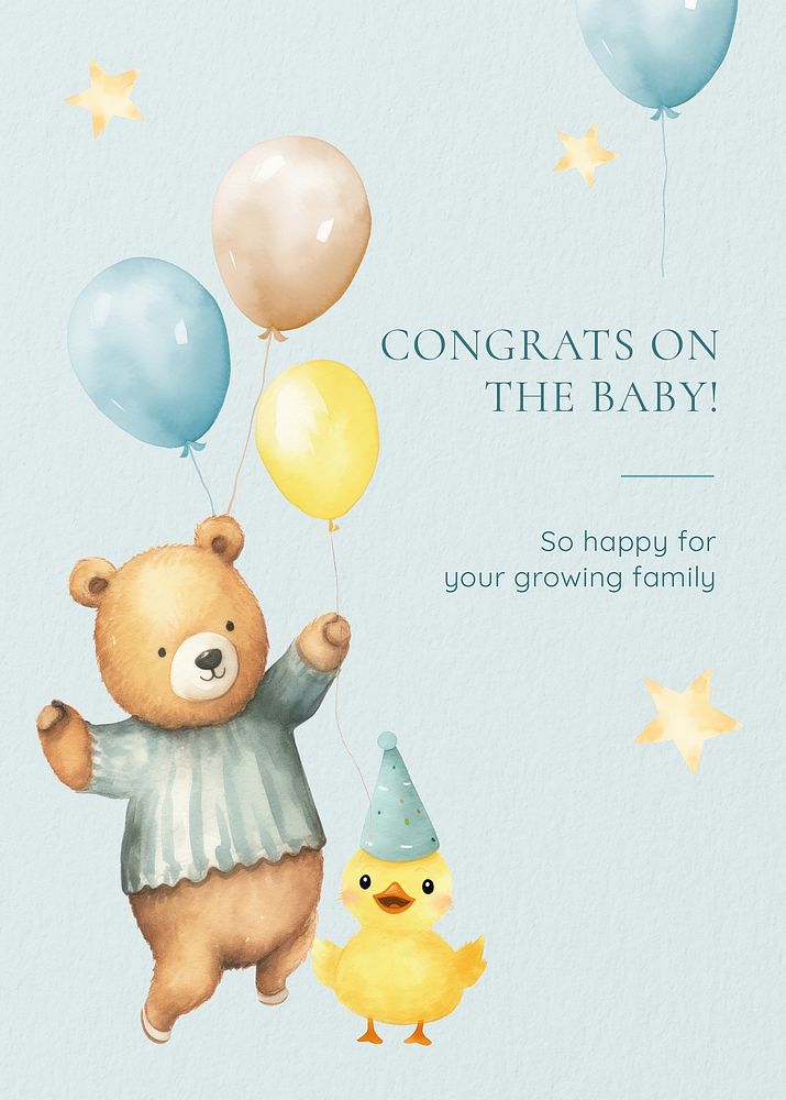 Congrats baby card template vector | Premium Vector Template - rawpixel