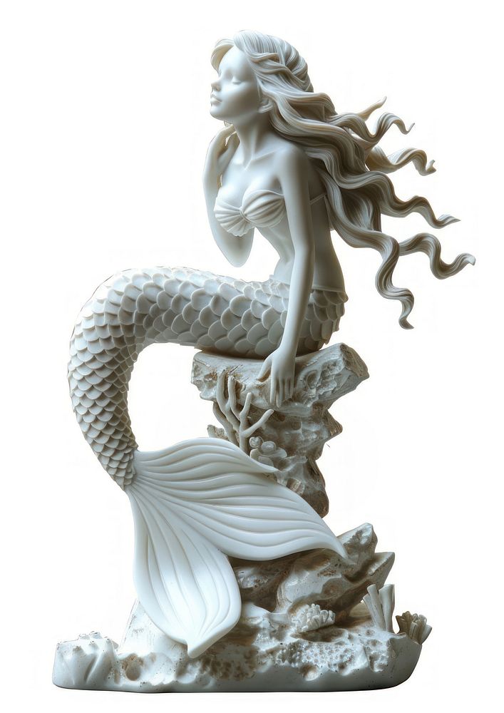 Elegant mermaid sculpture on rock | Free Photo - rawpixel