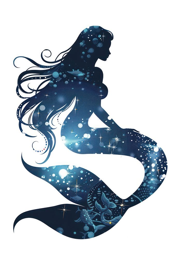 Enchanting celestial mermaid silhouette illustration | Premium Photo ...