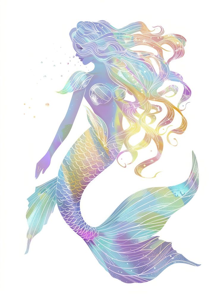 Colorful ethereal mermaid illustration | Free Photo Illustration - rawpixel