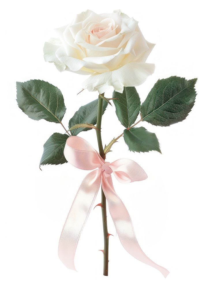 Elegant white rose with ribbon | Free Photo - rawpixel