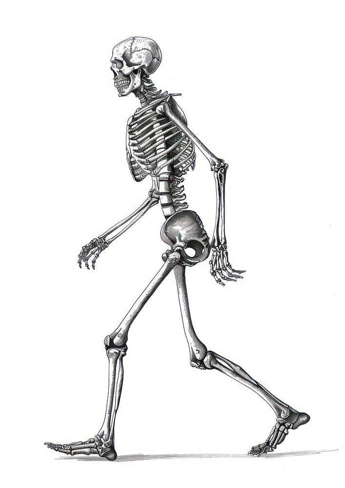 Walking skeleton anatomical illustration | Free Photo Illustration ...