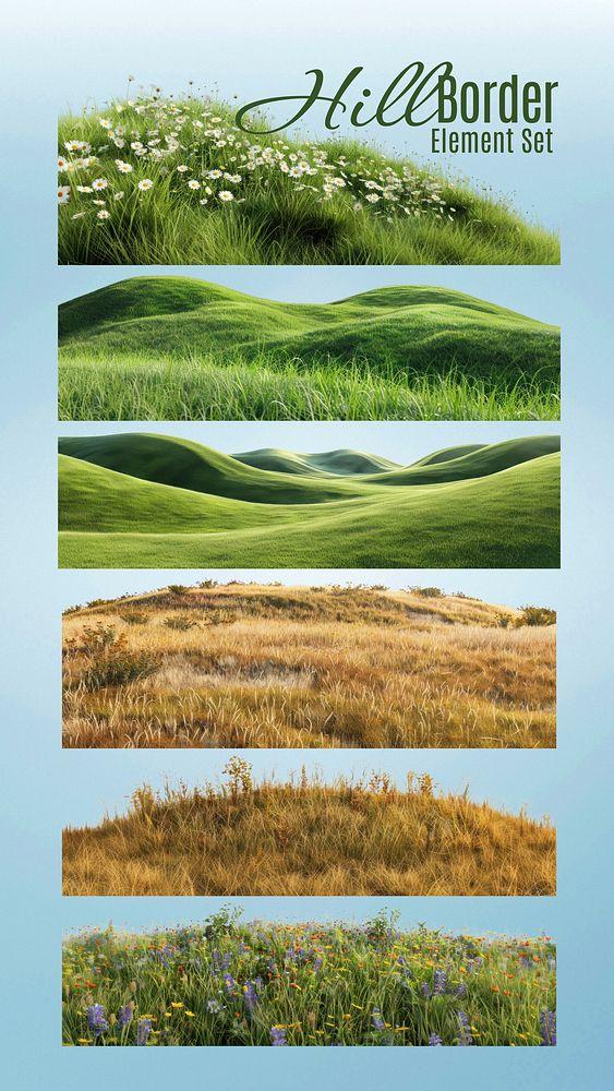 Hill border element set | Free Photo - rawpixel