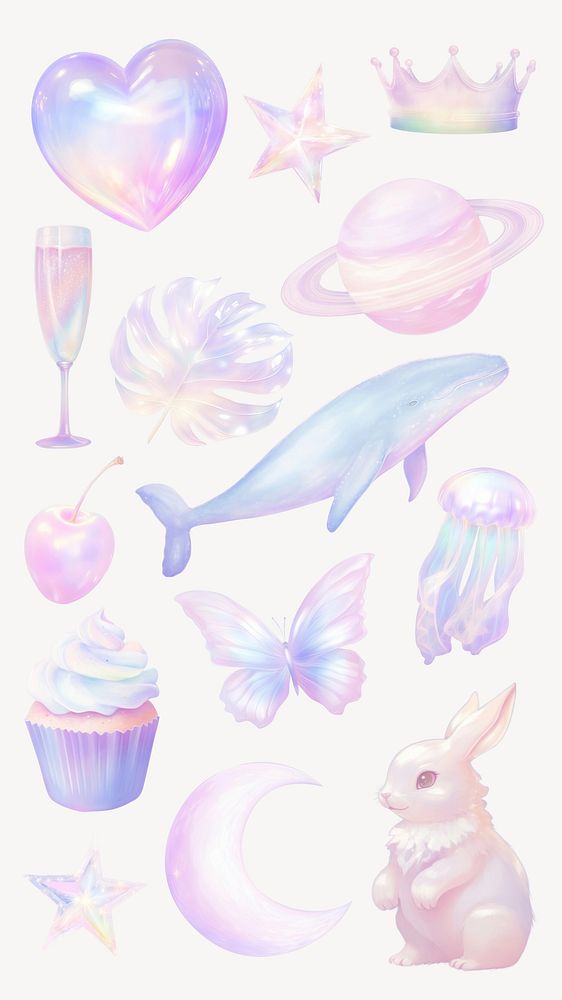 Pastel cute sticker element set | Free Photo - rawpixel