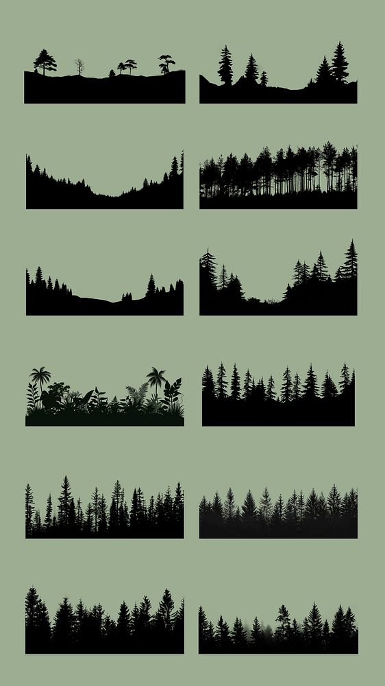 Forest silhouette design element set | Free Photo - rawpixel