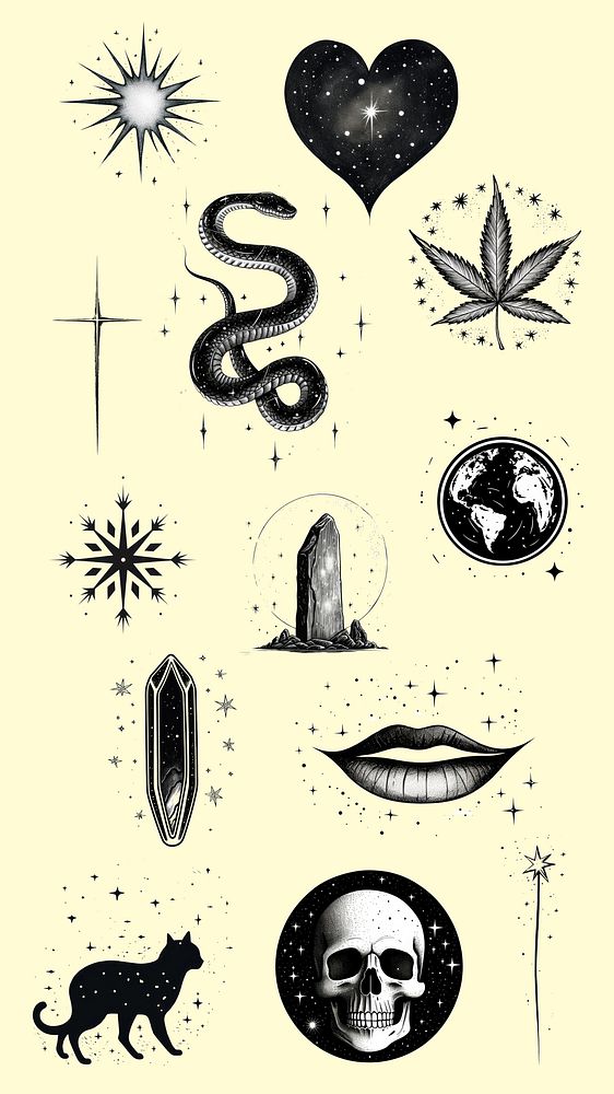 Tattoo design design element set | Free Photo - rawpixel