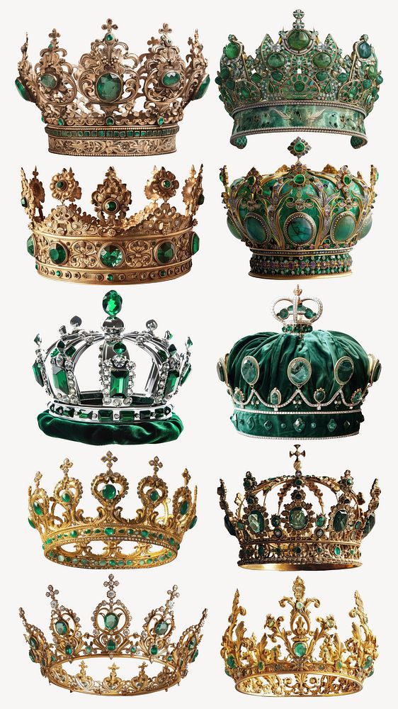 Emerald crown design element set | Free Photo - rawpixel