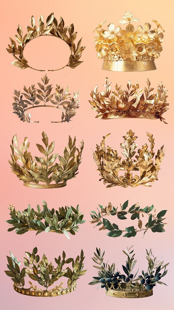 Laurel wreath crown element set | Free Photo - rawpixel