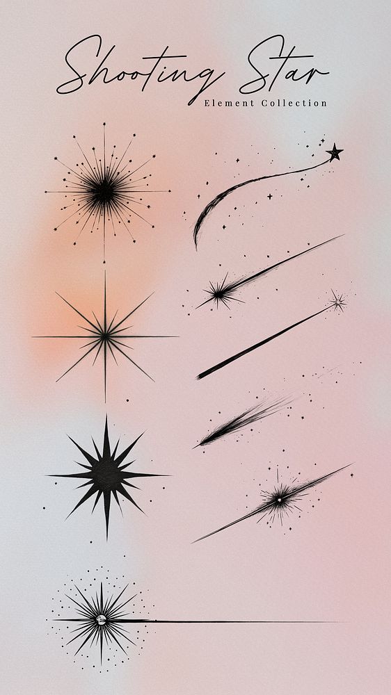 Hand-drawn shooting star element set | Free Photo - rawpixel