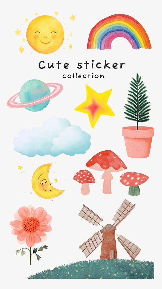Cute nature sticker illustration element | Free Photo - rawpixel