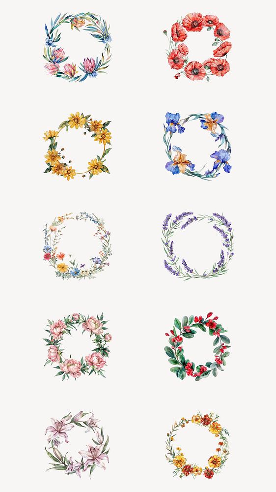 Watercolor flower frame element set | Free Photo - rawpixel