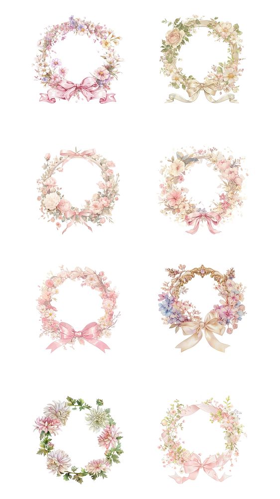 Watercolor flower frame element set | Free Photo - rawpixel