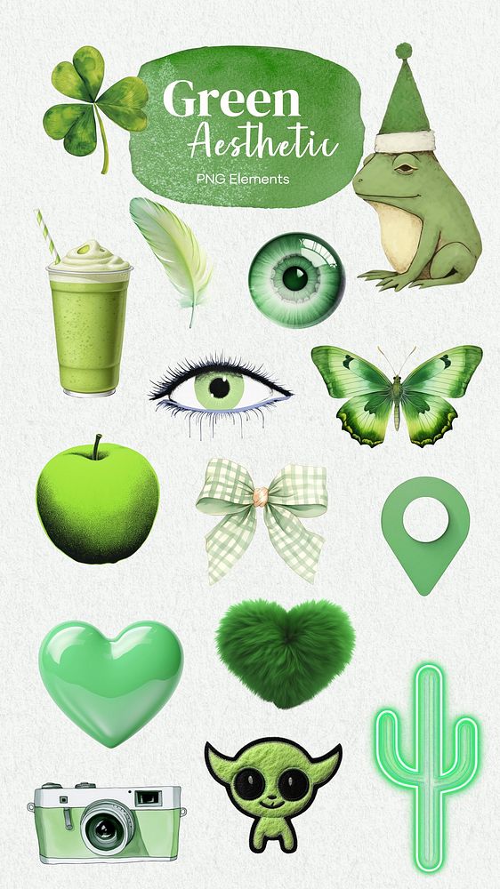 Green aesthetic design element set | Free Photo - rawpixel