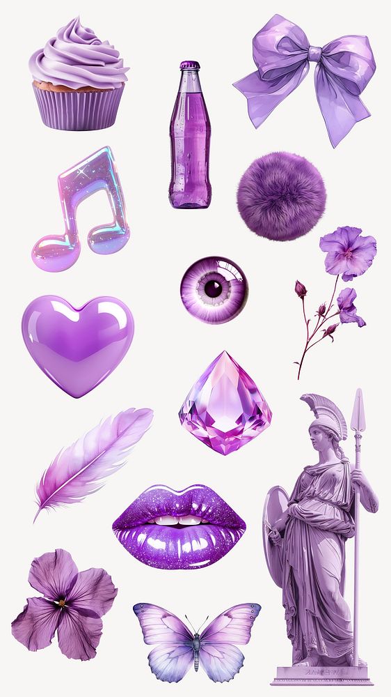 Purple aesthetic design element set | Free Photo - rawpixel